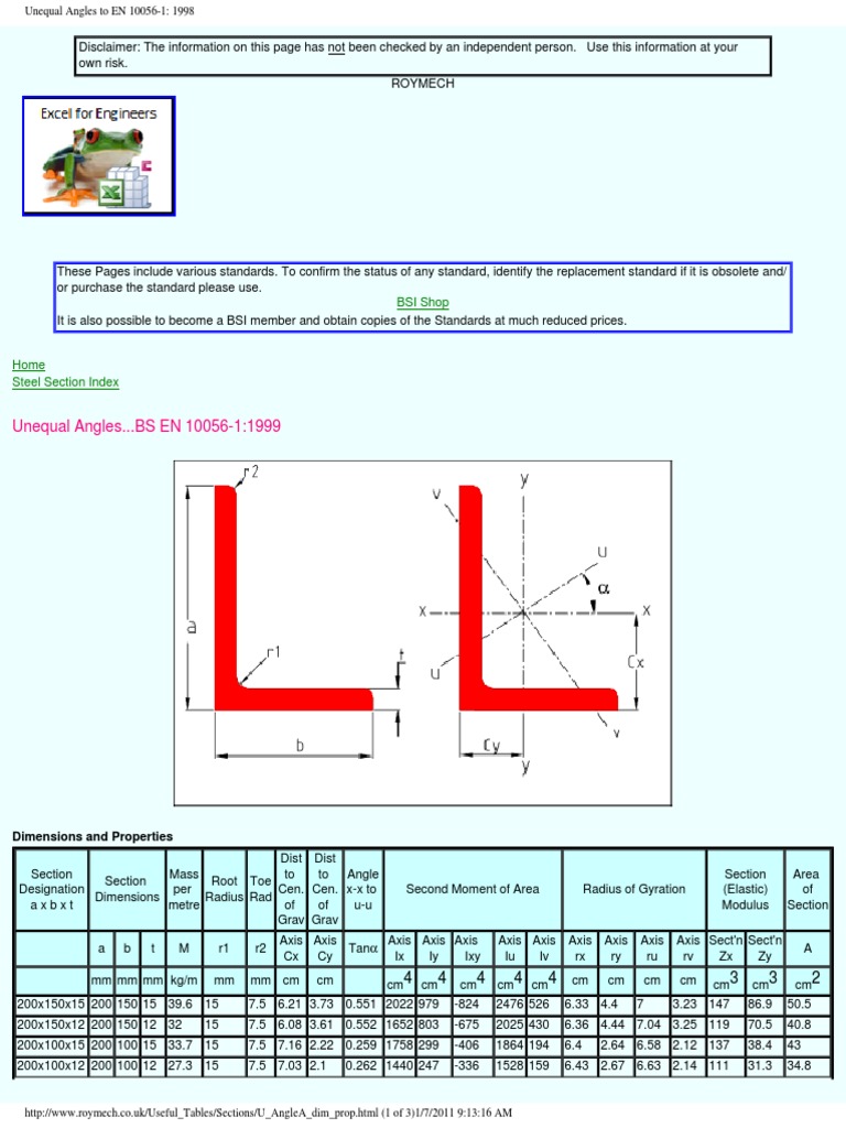 Unequal Angles... BS EN 10056-1:1999: BSI Shop | Download Free PDF ...
