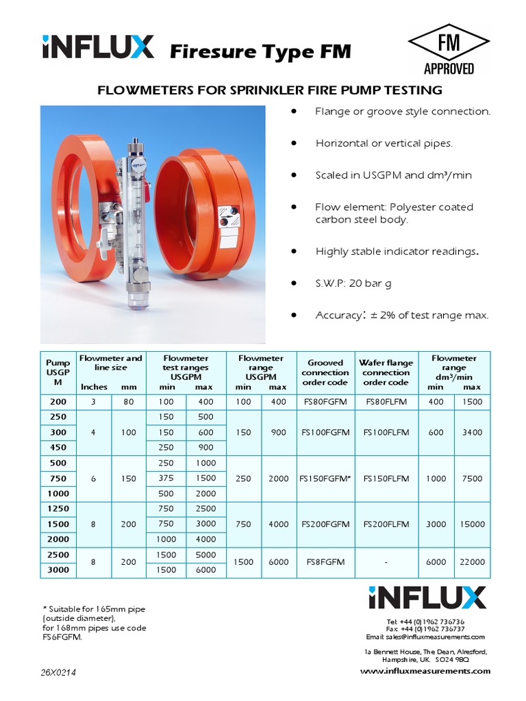 Firesure Type FM Flowmeters for Sprinkler Fire Pump Testing | PDF ...