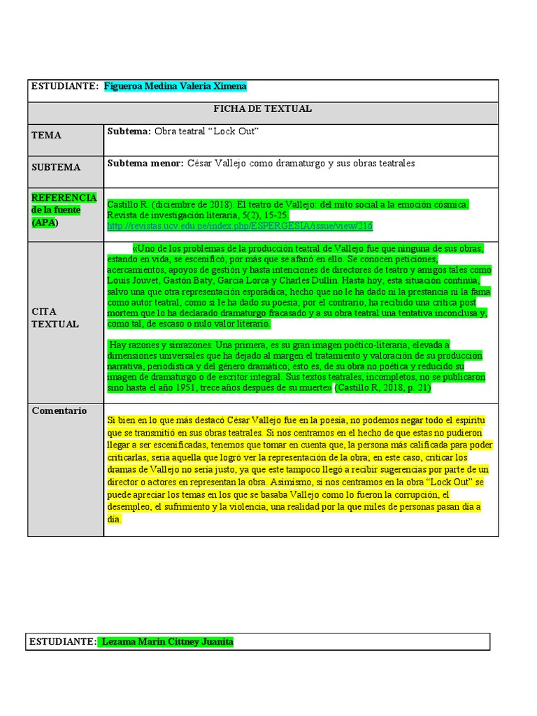 Ejemplo de Fichaje | PDF | Información | Teatro