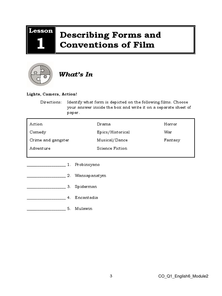 Film Forms and Conventions Identification Guide | PDF | Infographics ...