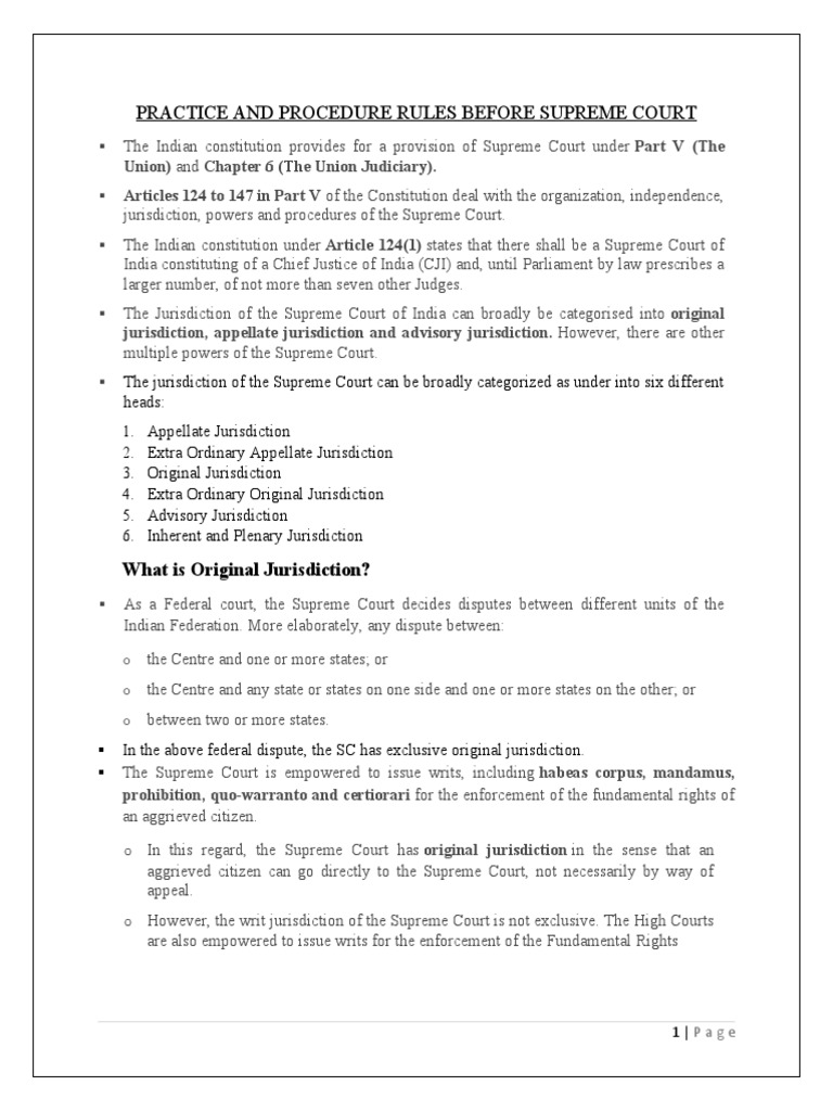 Supreme Court Jurisdiction Rules | PDF | Appeal | Supreme Court Of India