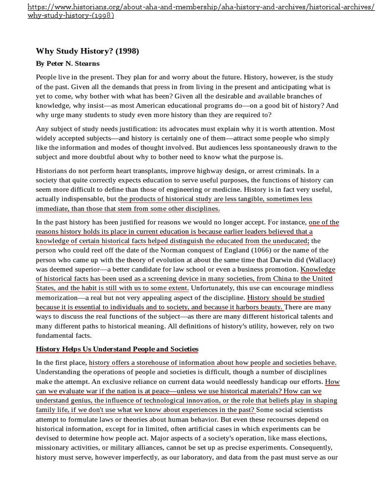 Stearns - Why Study History | PDF | Experience | Identity (Social Science)