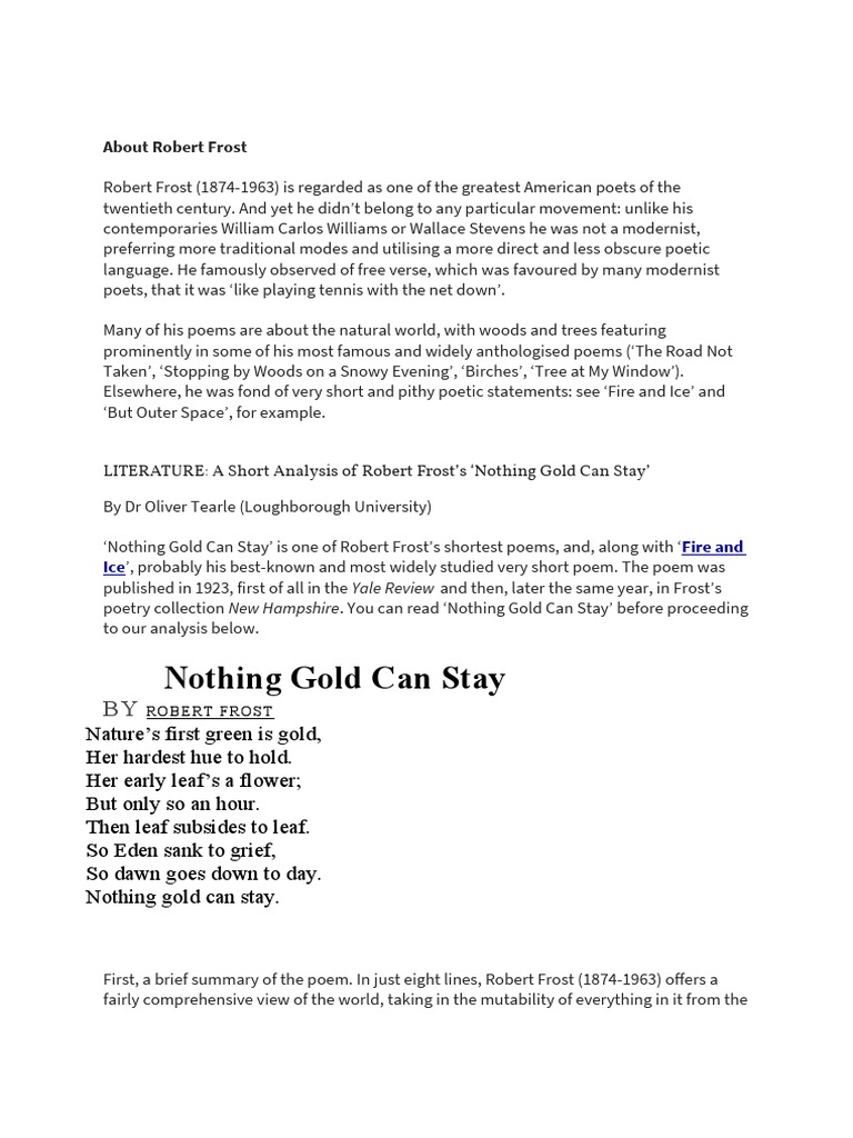 Nothing Gold Can Stay | PDF | Garden Of Eden | Poetry