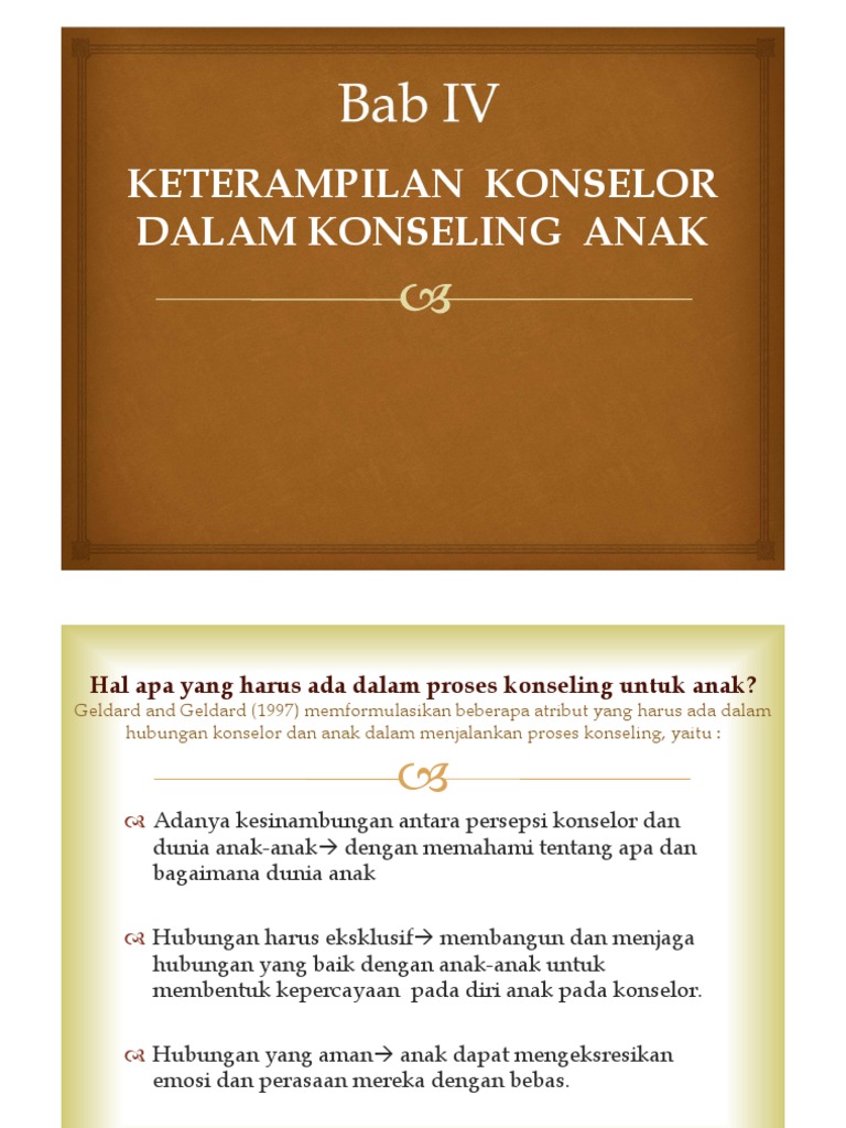 Keterampilan Konselor Dalam Konseling Anak | PDF