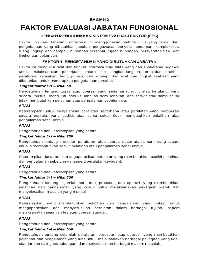 Evaluasi Jabatan Fungsional FES | PDF