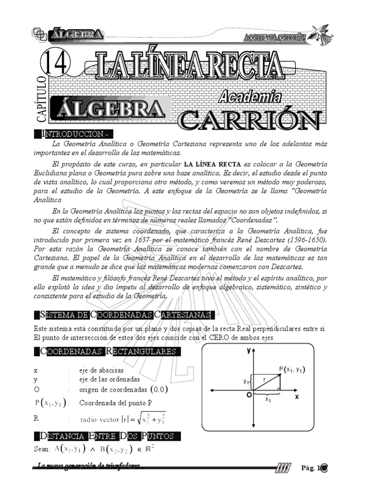 Cap 14 - Analitica (Recta) | PDF | Geometría analítica | Pendiente