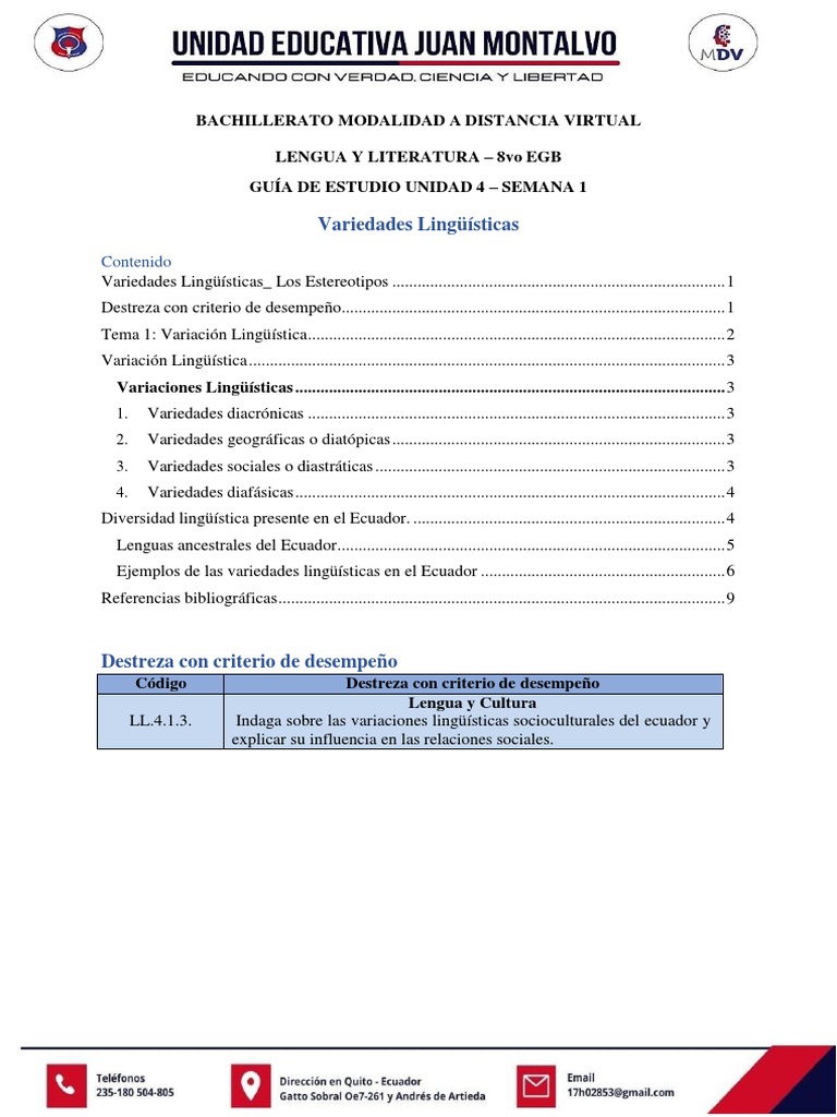 Guia de Aprendizaje de Lengua y Literatura 8vo U4 S1. | PDF | Lengua ...