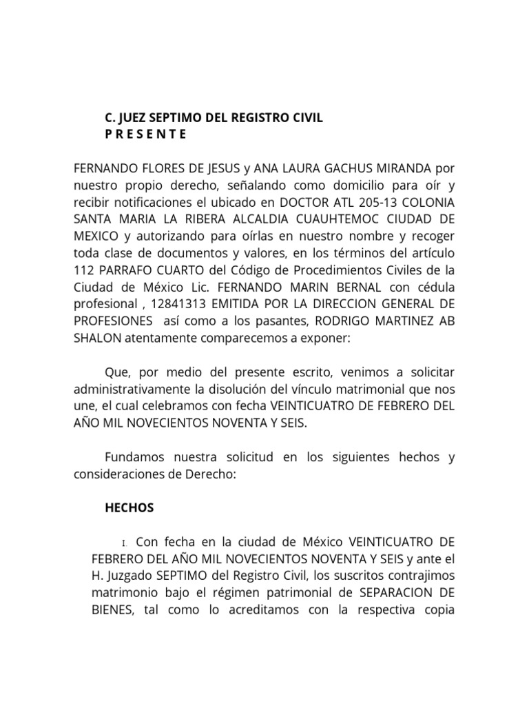 Demanda De Divorcio Administrativo Recuperado Automáticamente Pdf