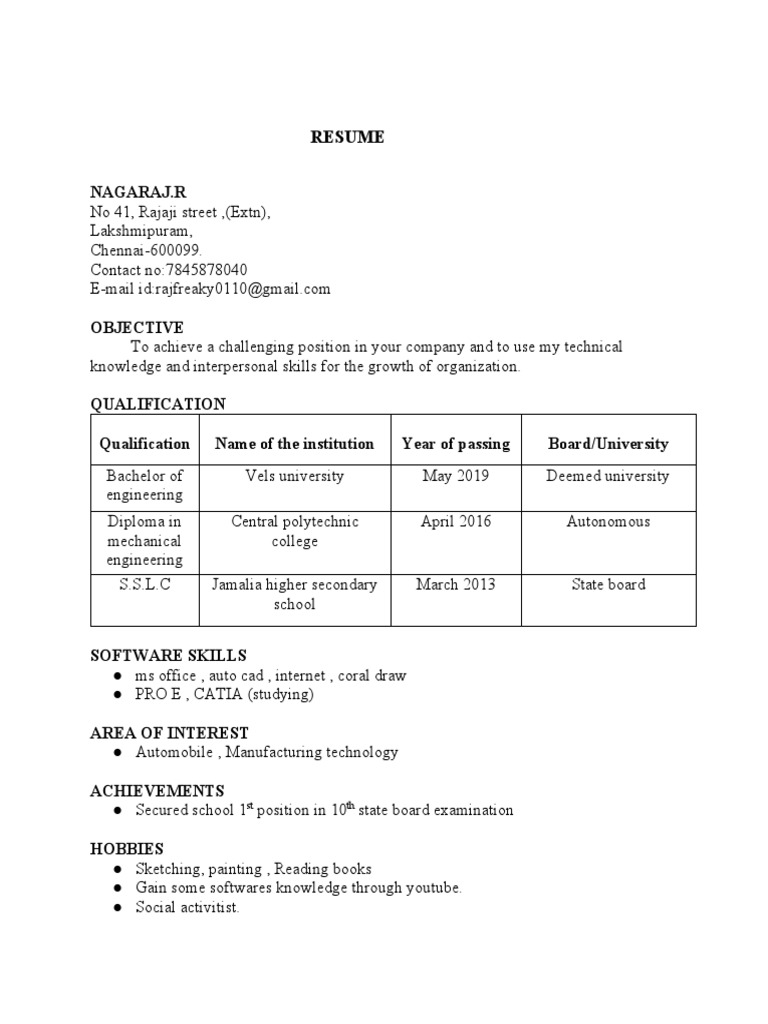 Nagaraj Resume | PDF | Engineering