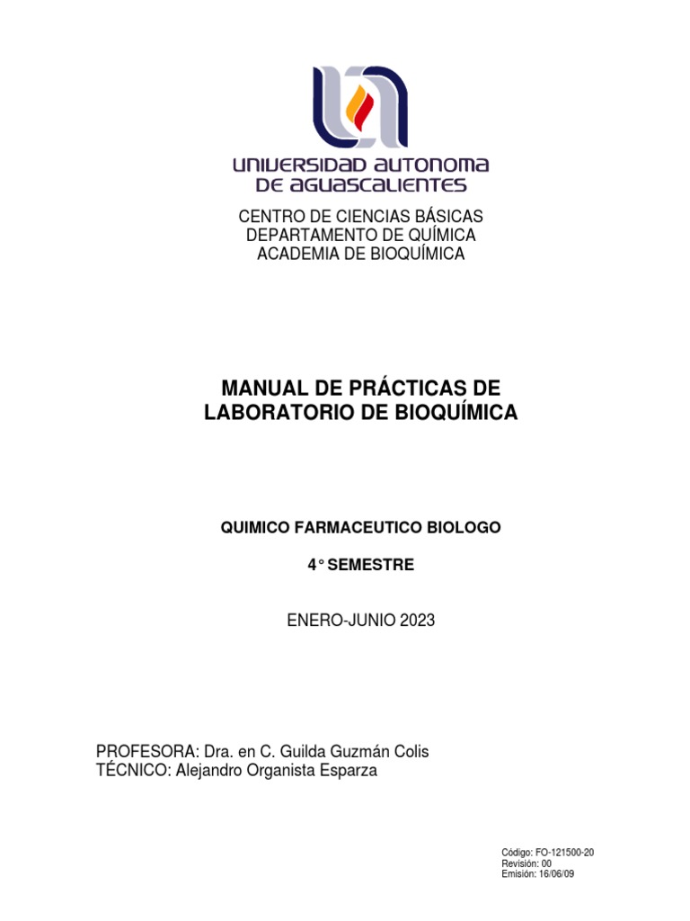 Manual De Lab Bioquímica Pdf Química Física Ciencias Fisicas