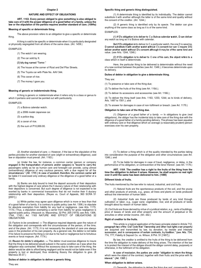 OBLICON Chapter 2 | PDF | Breach Of Contract | Legal Liability