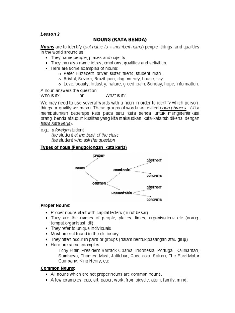 English 1 - 2. Nouns - 2021 | PDF | Noun | Preposition And Postposition