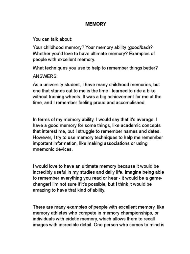 Memory Techniques and Personal Insights | PDF | Self-Improvement