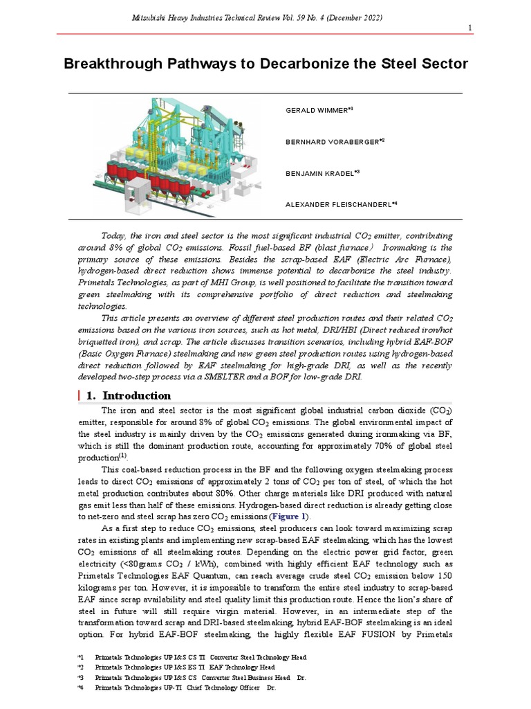 Breakthrough Pathways To Decarbonize The Steel Sector 1676093321 | PDF ...