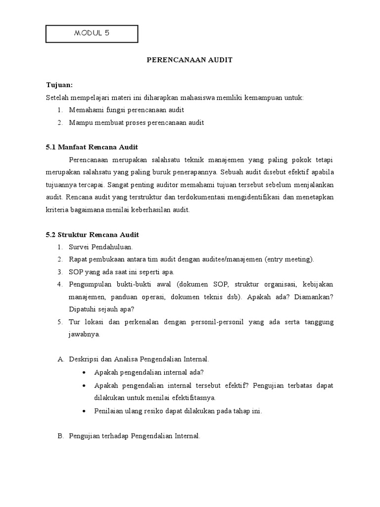 Modul 5 PERENCANAAN AUDIT | PDF