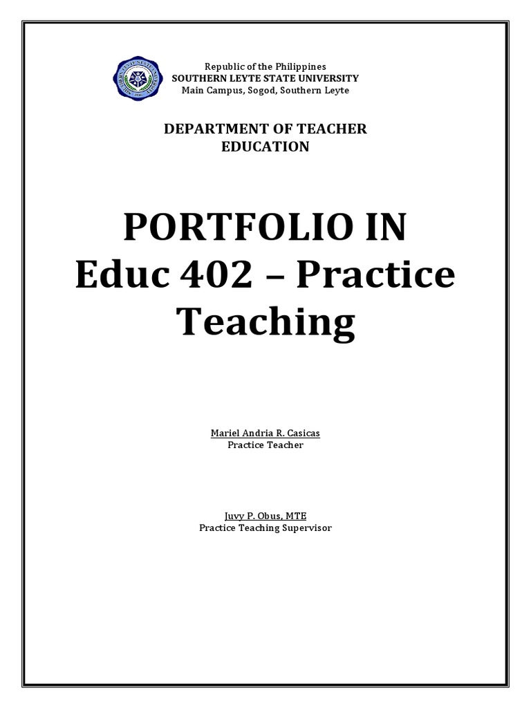 Portfolio Cover Page | PDF | Lesson Plan | Teachers