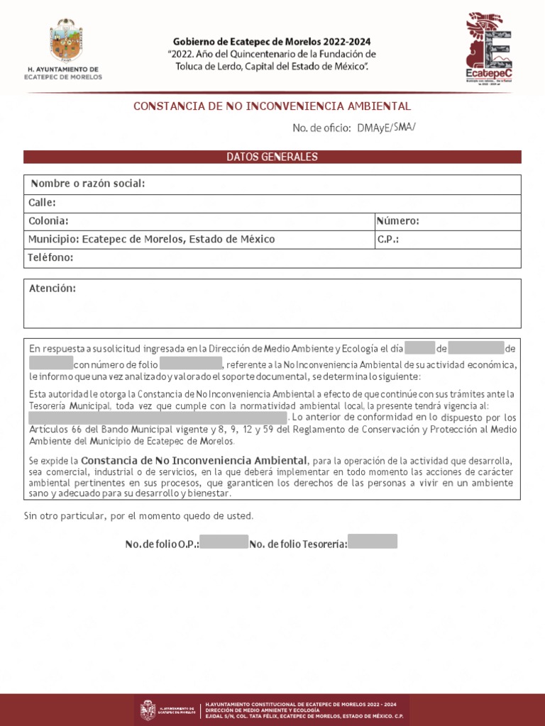Constancia de No Inconveniencia Ambiental | PDF | México