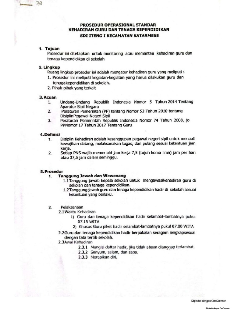 Panduan atau SOP pelaksanaan tugas guru | PDF