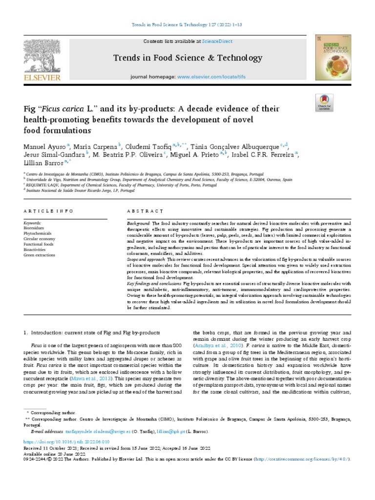 Figs Utility A Review | PDF | Phenolic Content In Wine | Polyphenol