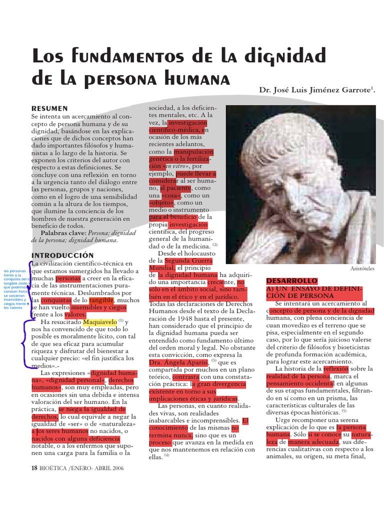 Los Fundamentos de La Dignidad de La Persona Humana: Resumen | PDF | Bioética | Trinidad