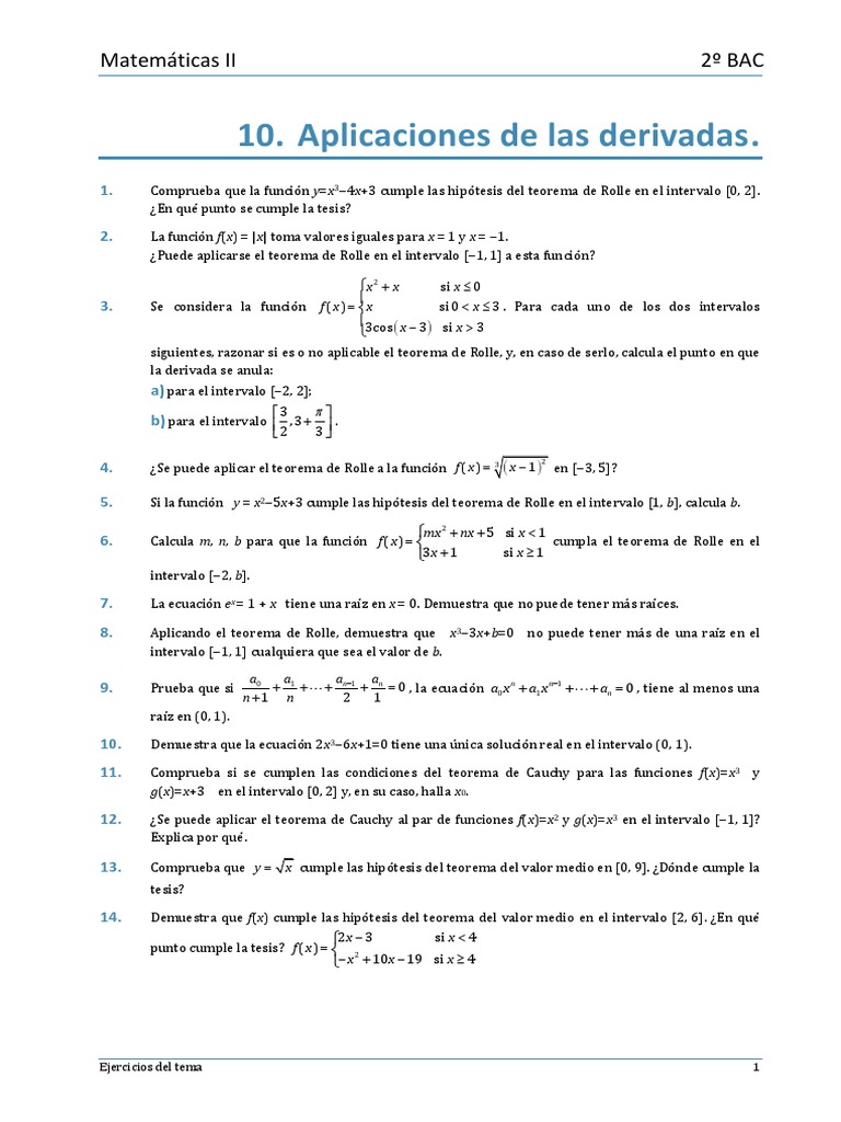 Ejercicios Clase 10 | PDF | Intervalo (Matemáticas) | Velocidad