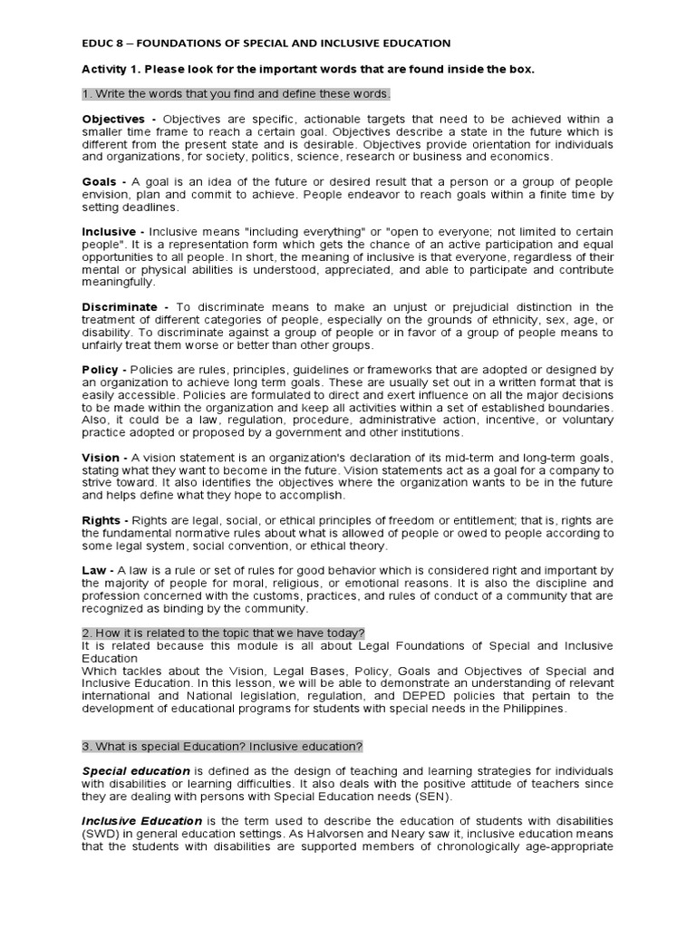 Educ8 - Special and Inclusive Education | PDF | Special Education ...