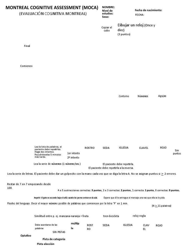 Moca Test Spanish | PDF