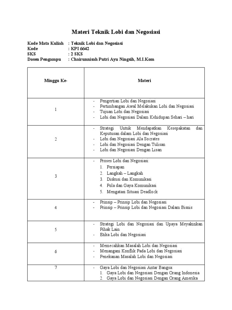 Teknik Lobi dan Negosiasi Efektif | PDF | Karier & Perkembangan