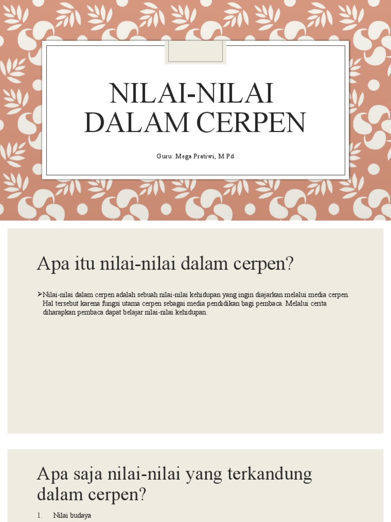 Nilai-Nilai Dalam Cerpen | PDF