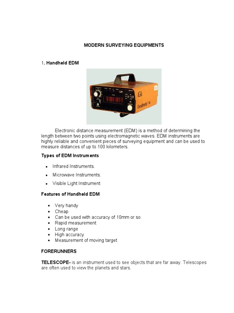 Modern Surveying Equipment Overview | PDF