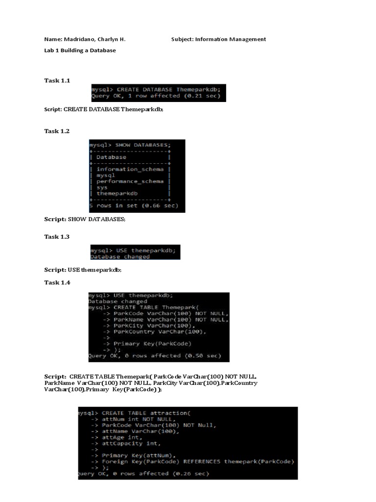 MADRIDANO Lab-1 | PDF | Sql | Information Science