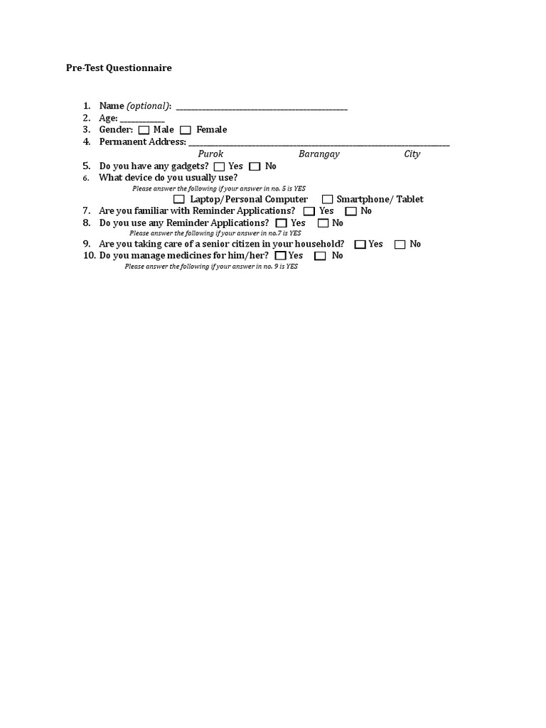 HCI Post and Pre-Test Questionnaire | PDF