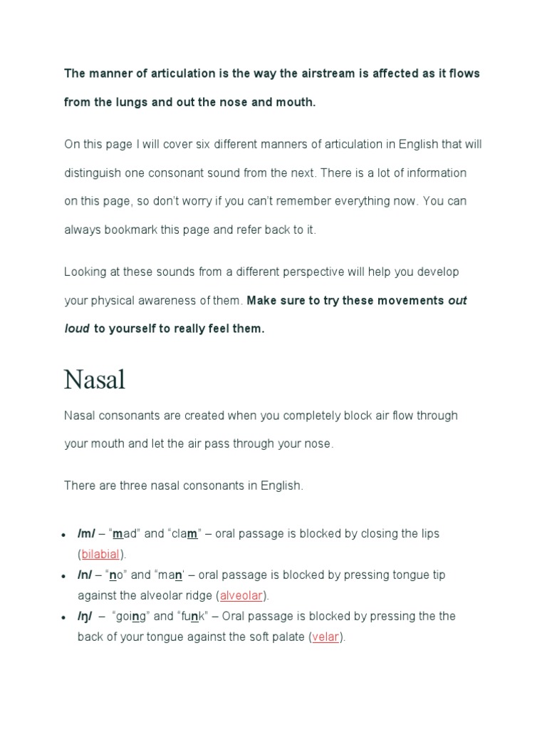 The Manner of Articulation | PDF | Linguistics | Human Voice