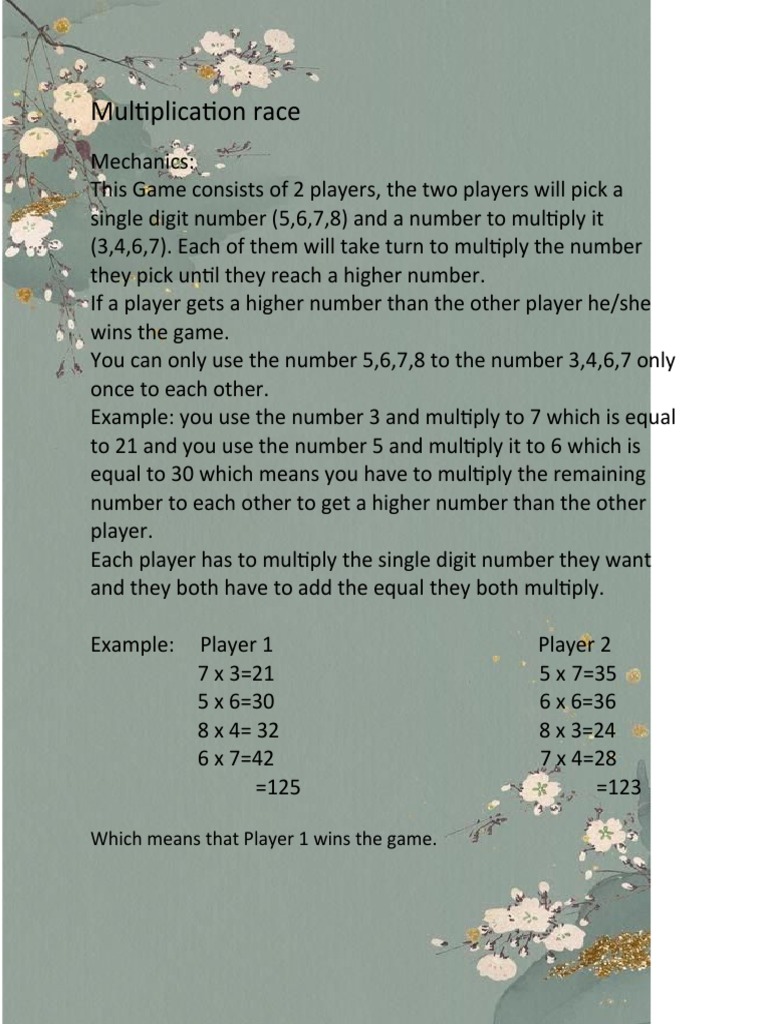 Multiplication Race | PDF