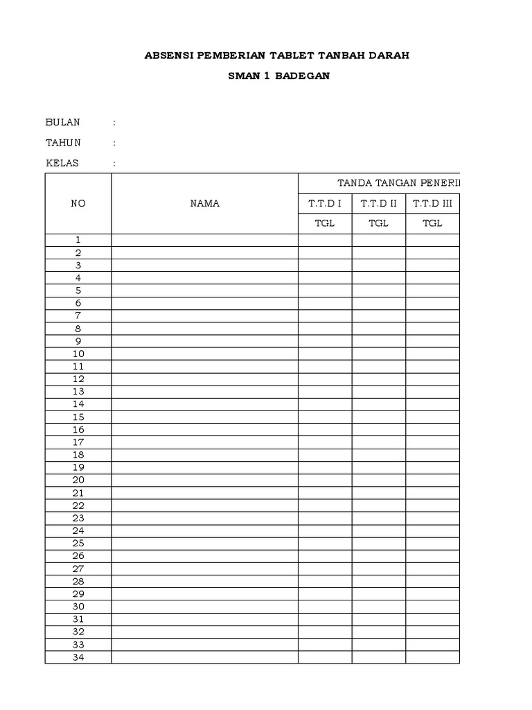 Absensi TTD Di Sekolah | PDF