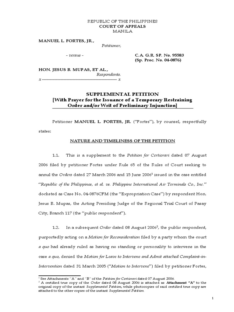 Supplemental Petition (CA) | PDF | Intervention (Law) | Lawsuit