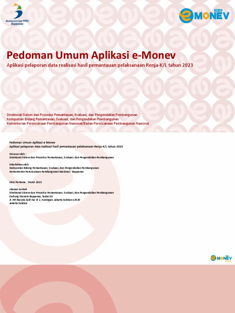 Pedoman Aplikasi e-Monev 2023 | PDF