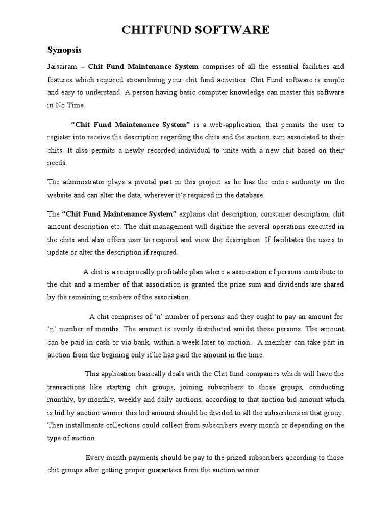 ChitCare Chit Fund Software | PDF