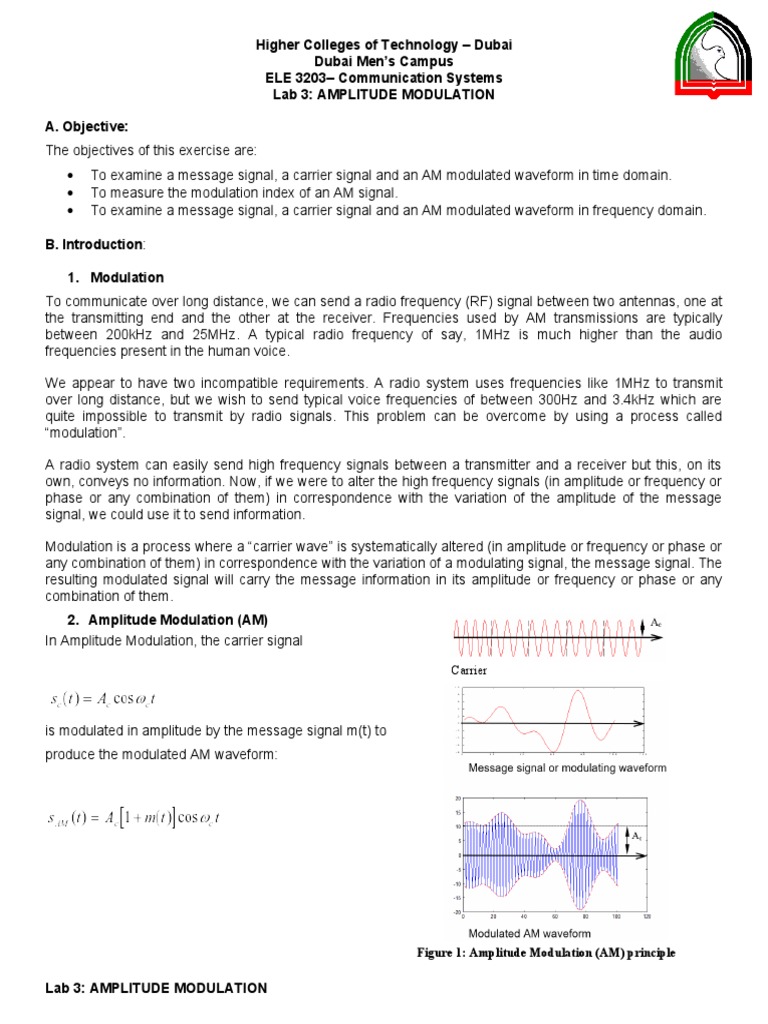 Higher Colleges of Technology Lab Examines AM Modulation | PDF | Modulation | Radio