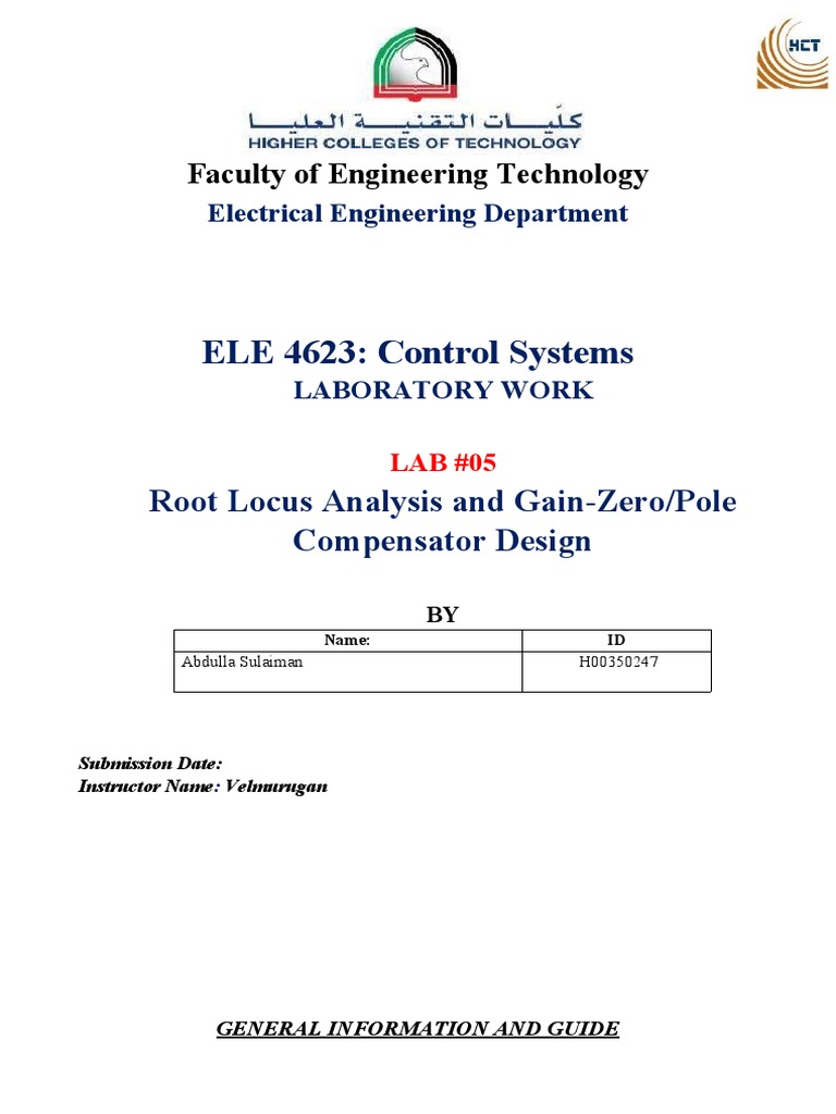 ELE 4623: Control Systems: Faculty of Engineering Technology | PDF | Control Theory | Systems ...