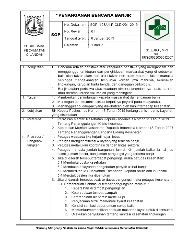 Sop Penanganan Bencana Banjir | PDF