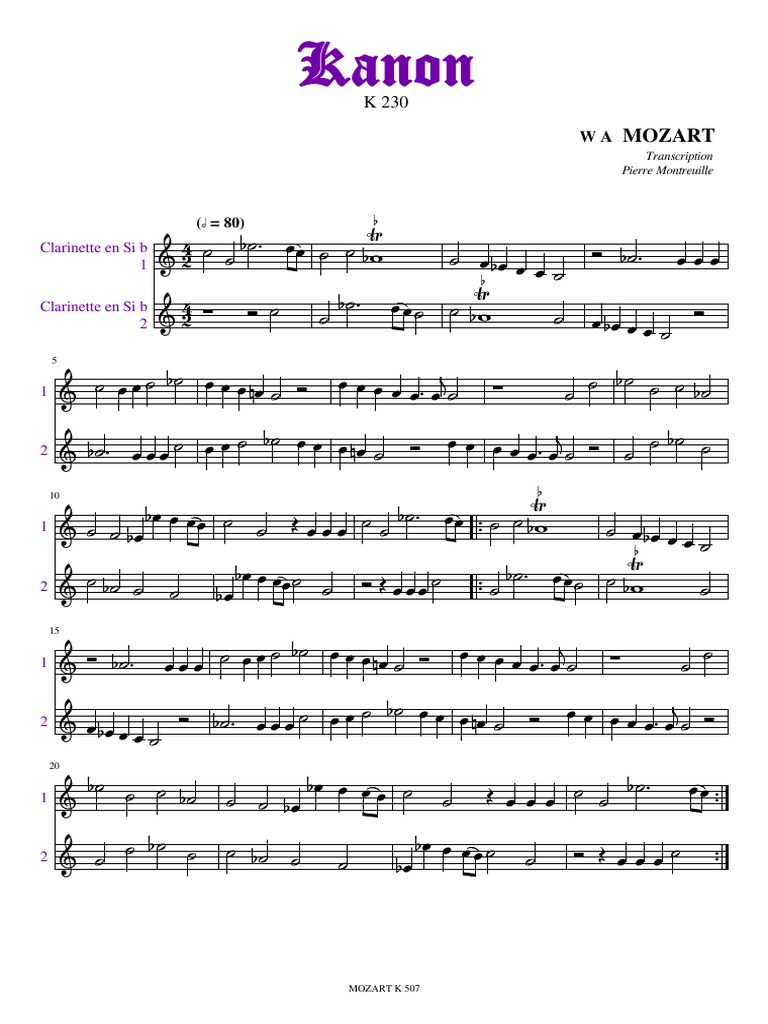 Mozart Wolfgang Amadeus Kanon | PDF