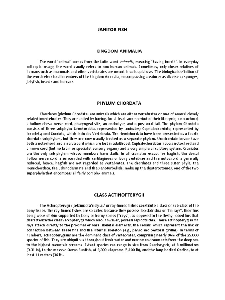 Janitor Fish | PDF | Aquatic Vertebrates | Fish