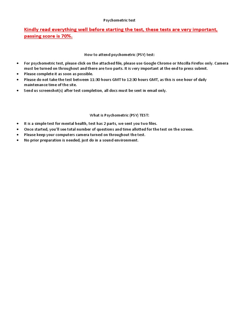 Psy Test Guidelines Simplified | PDF