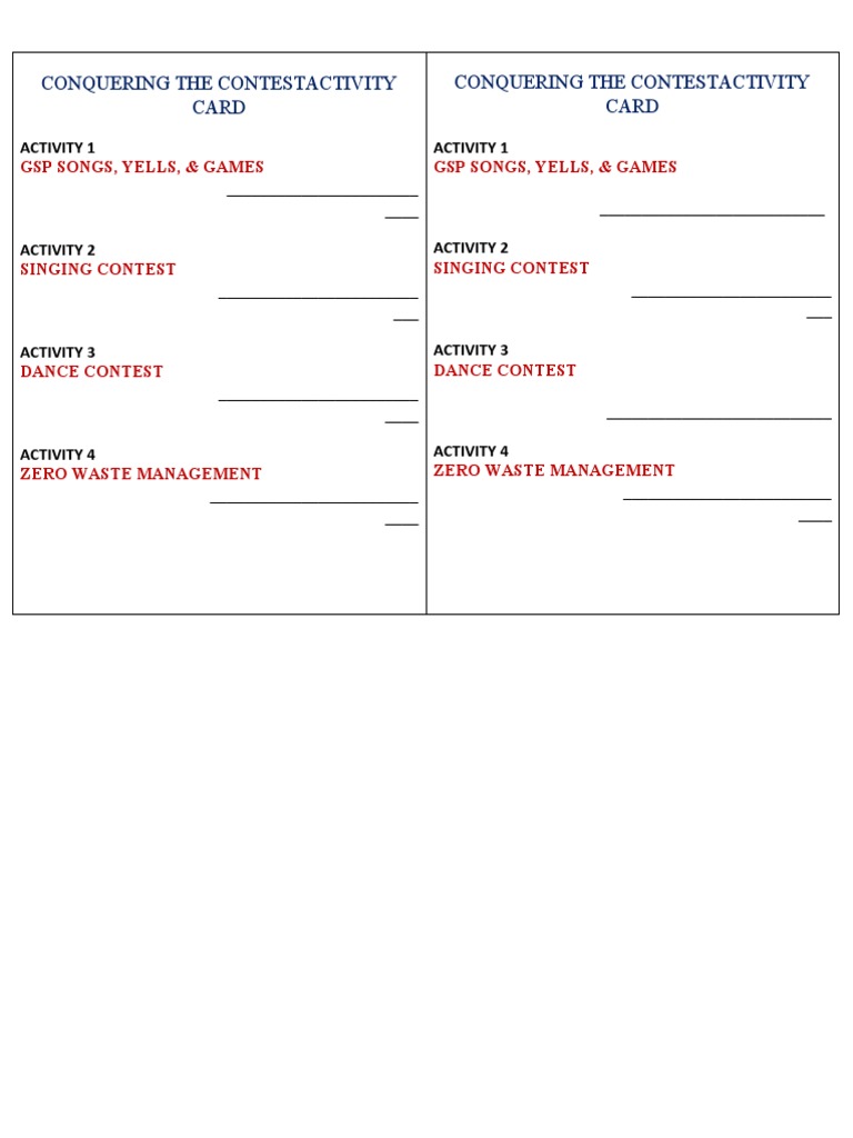 Challenge Valley Activity Card | PDF