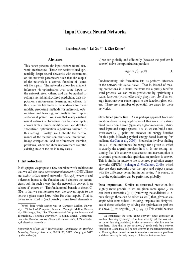 Input Convex Neural Networks: Lecun Et Al. 2006 1 | PDF