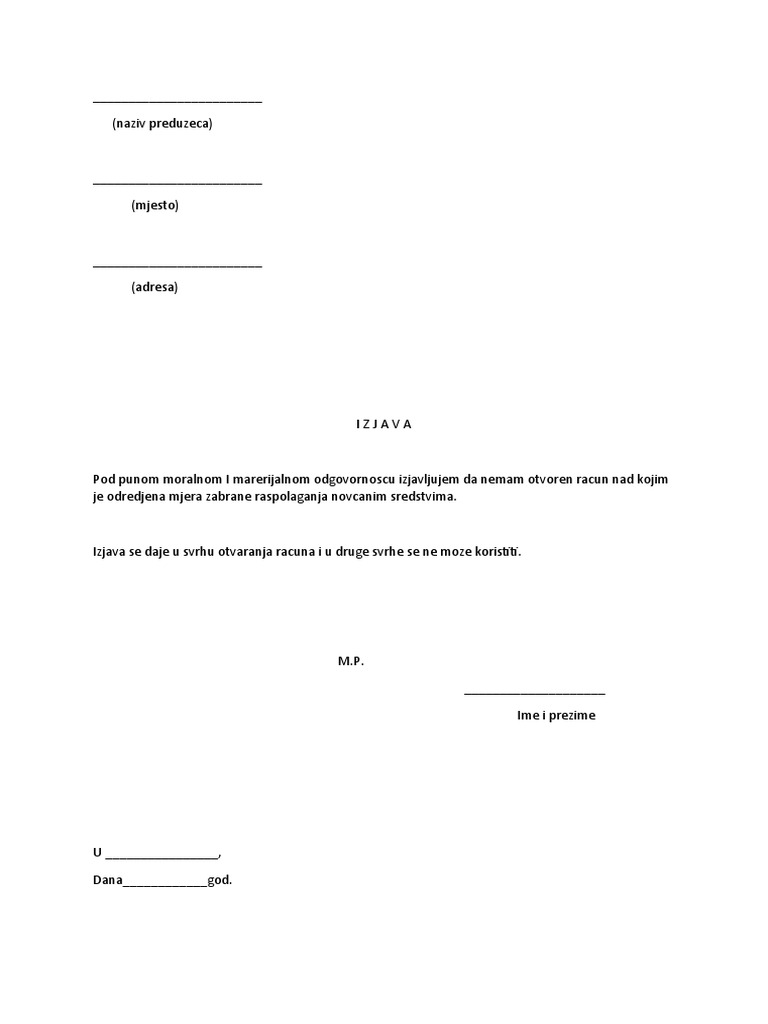 Izjava | PDF