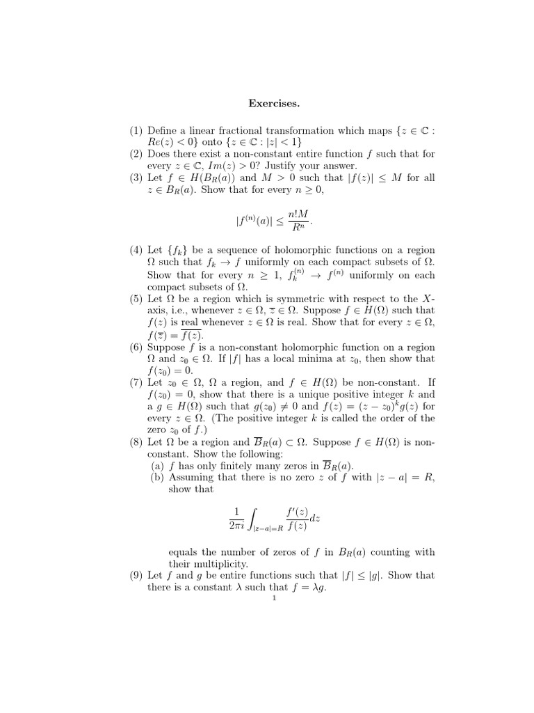 Problems In Complex Analysis Pdf Function Mathematics Mathematical Analysis