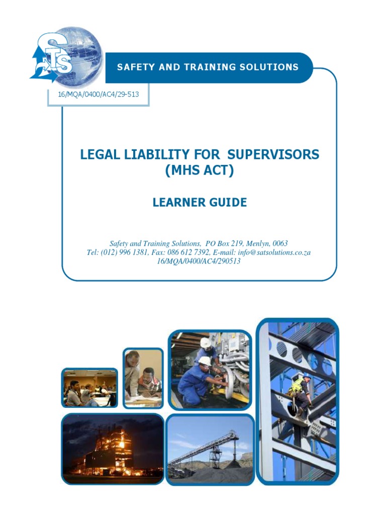 Legal Liability For Supervisors (Mhs Act) : Learner Guide | PDF ...