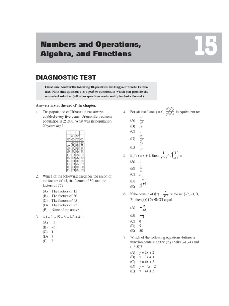 Diagnostic Test: Math Concepts Review | PDF | Function (Mathematics ...